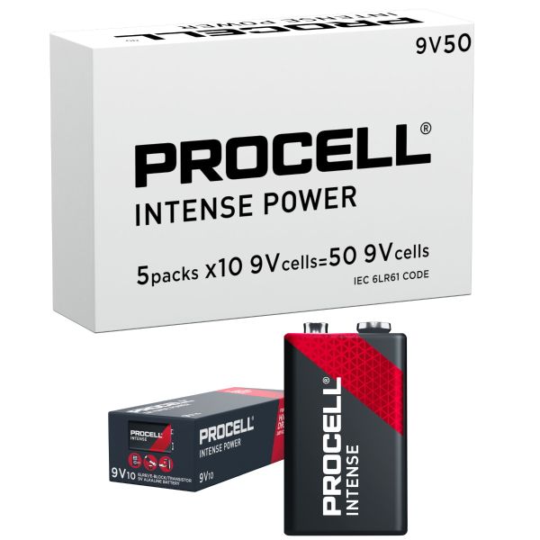 Duracell Procell Intense 9V Batteries | Box of 50 | Official Procell UK ...
