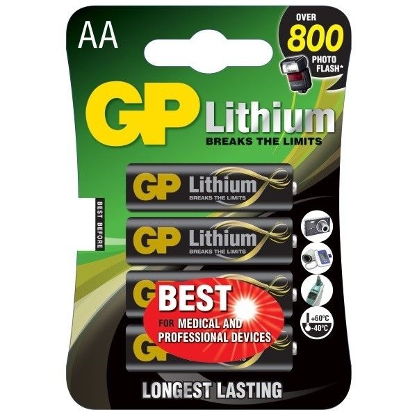 GP Lithium AA Batteries 1.5V 4Pack FR6 GP15LF-2U4 LF1500 UK Wholesalers