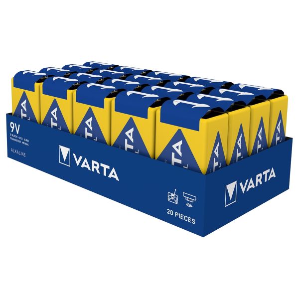 Varta Industrial Pro 9V 6LR61 Alkaline Batteries | Bulk Box of 20 (4022 ...
